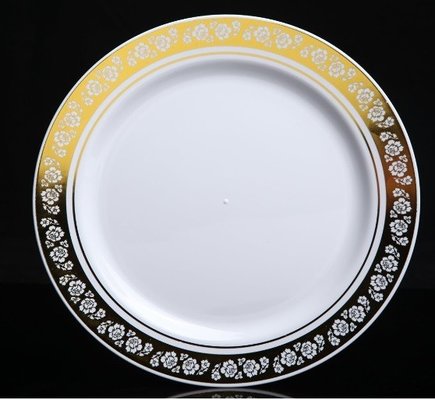 GOLD  round disposable plastic 10.25" dinner  plate