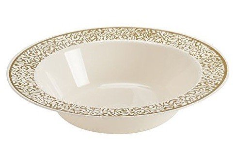 90 Plastic china  Soup Bowl BONE with Gold  Rim