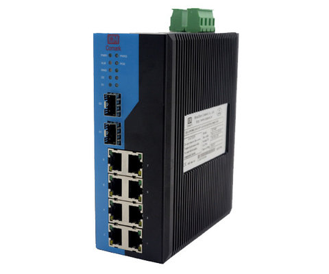 Durable Industrial POE Switch 8/10 Port Poe Gigabit Switch Dual Redundant Input Power