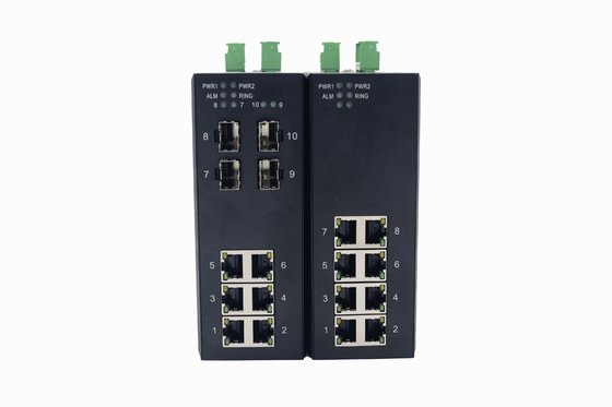 Redundant Dual Inputs Unmanaged Industrial Ethernet Switch 10 Port 1000M