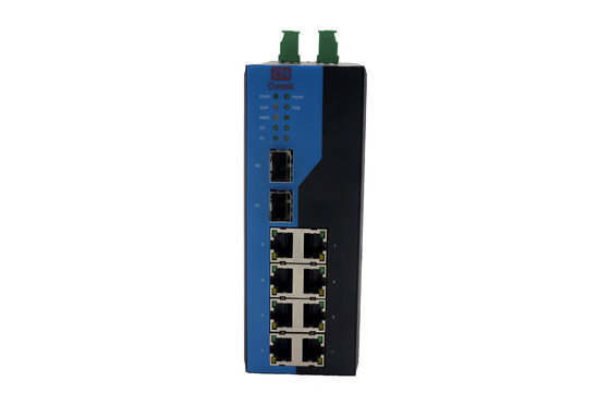 10 Port Industrial Managed Poe Switch , Light Ring Outdoor Poe Switch