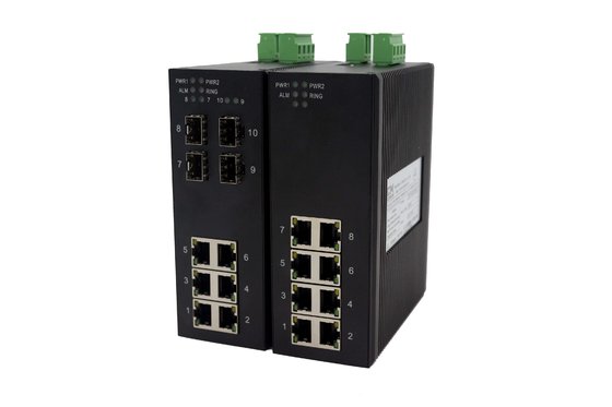10 Port Industrial Gigabit Ethernet Switch , Managed Network Switch IP40 Protection