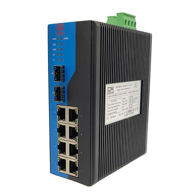 10 Port Industrial Managed Ethernet Switch Wall / DIN Rail Mounting Installation