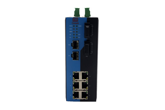 Compact Industrial Managed Ethernet Switch 8 Port 100M With 2 1000M SFP Slots