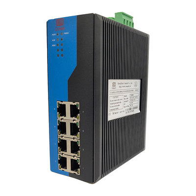 IP40 Design Manageable Network Switch , 8 Port Din Rail Ethernet Switch