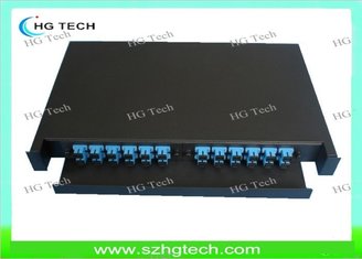 China Sliding 1U 24Port  Fiber Optic Patch Panel  With 1.5M SC Fiber Pigtail 0.9mm supplier