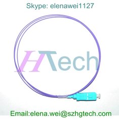 China Purple Color 1Meter  SC OM4 Fiber Optic Pigtail 0.9mm supplier