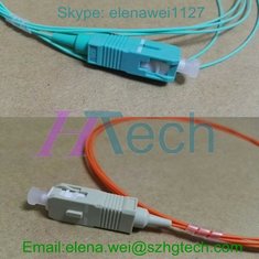 China Aqua Color 1Meter  50/125 SC OM3 Fiber Optic Pigtail 0.9mm supplier