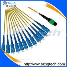 China 12Core MPO-SC/UPC Fiber Patch Cable, Yellow Color, 12Core Fiber Optical Cable supplier