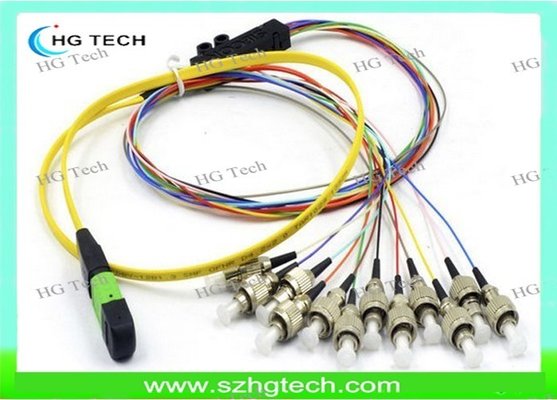Singlemode 12Core Fiber Patch Cord MPO/FC Ribbon Type 0.9MM Fanout Patch Cable supplier