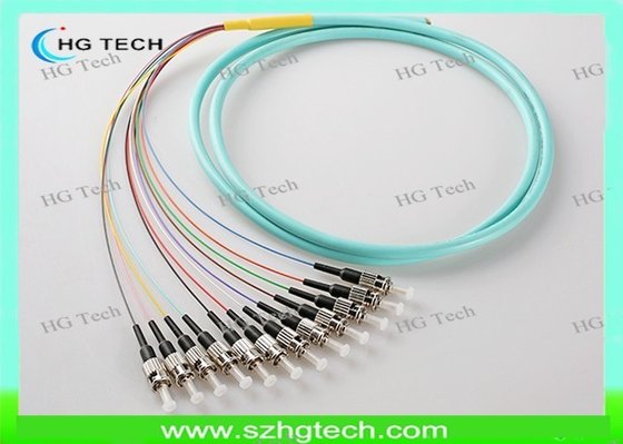 OM2 50um ST Fiber Optical Pigtail ,  12 cores Fiber Pigtail ST supplier