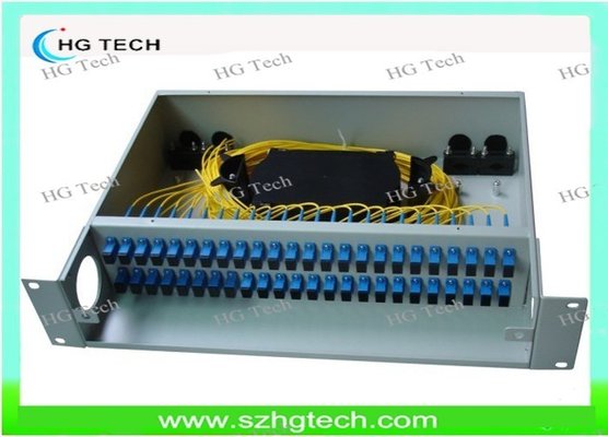 2U 48 Port Rack Mounted Fiber Optic Patch Panel With SC Simplex Fiber Adapter supplier