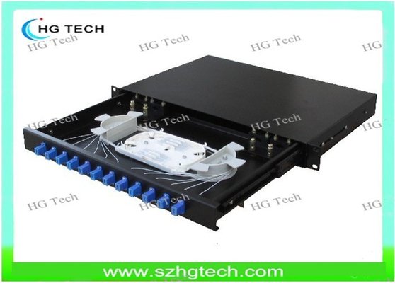 Drawer type 1U 12Port  Fiber Optic Patch Panel With 1.5M SC Fiber Pigtail 0.9mm supplier