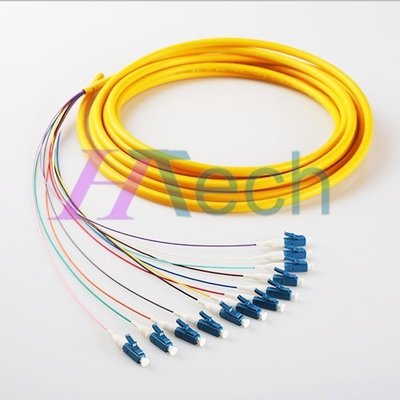 Singlemode indoor 12 fiber cores Fiber optic pigtail, PVC/LSZH Outer Jacket，OD0.9mm supplier