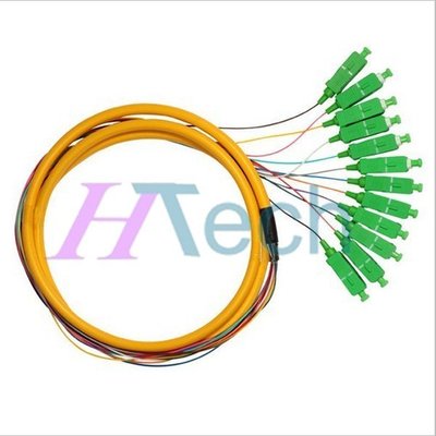SC/APC 12 Fiber Cores Colors Fiber Optic Pigtail, PVC/LSZH Outer Jacket，OD0.9mm supplier
