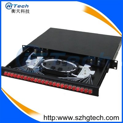 Slidable 1U 24Port Fiber Optic Patch Panel With FC Adapter supplier