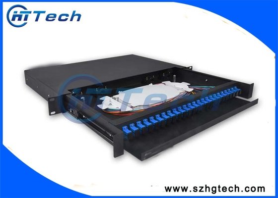 Sliding Type Loaded 19Inch 1u 24Port Fiber Optic Patch Panel LC / SC / FC supplier