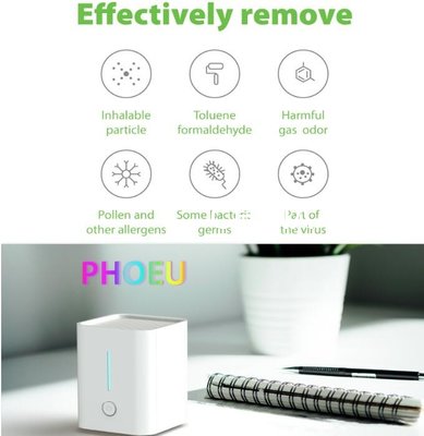 PM2.5 purification Table top mini purifier with UVC LED disinfection and active carbon super quiet design
