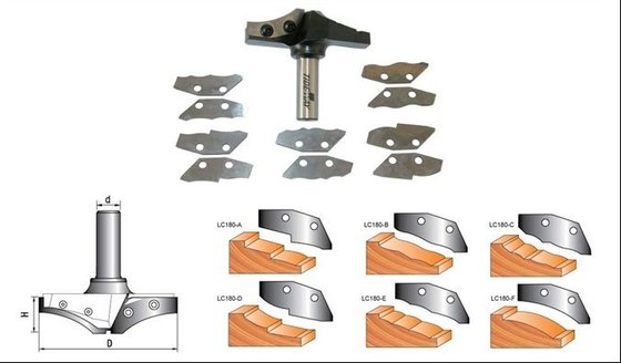 Durable raised panel CNC router bits with changeable knives