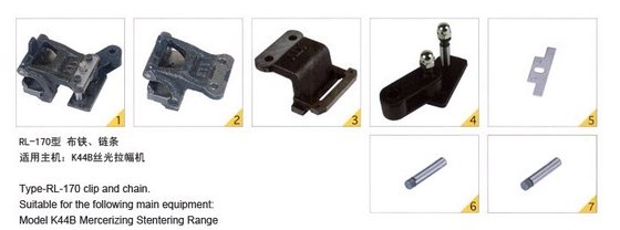 Model K44B Mercerizing Stentering Range Stenter Machine Parts Clip, Chain, Pin Holder OEM
