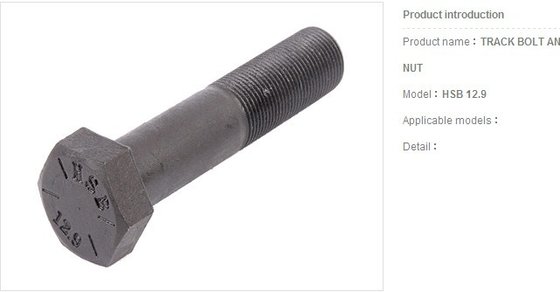 High Strength 12.9 Grade Track Bolt And Nut Sprocket Bolt And Nut Excavator Spare Parts