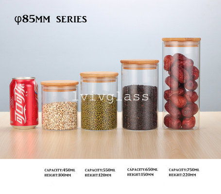 Heat resistant high borosilicate hand made transparent glass food jar