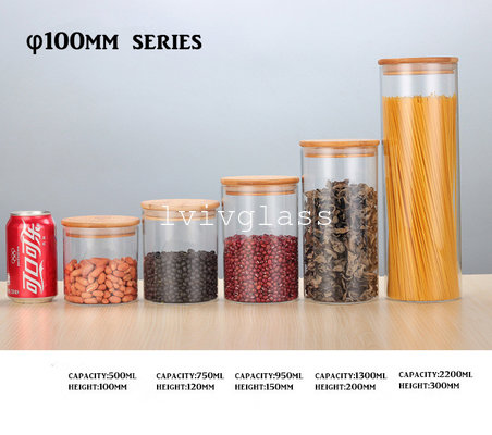 Heat resistant high borosilicate hand made transparent glass food jar