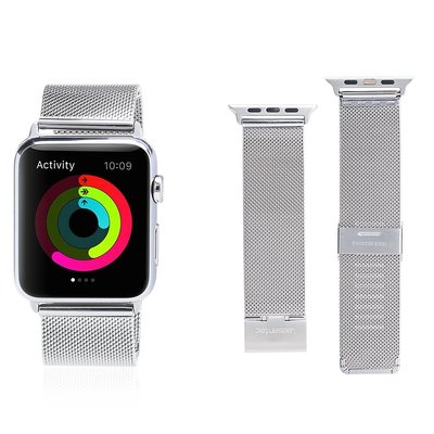 Stainless Steel 0.6mm Mesh Watch Strap Wrist with Adapter Silver