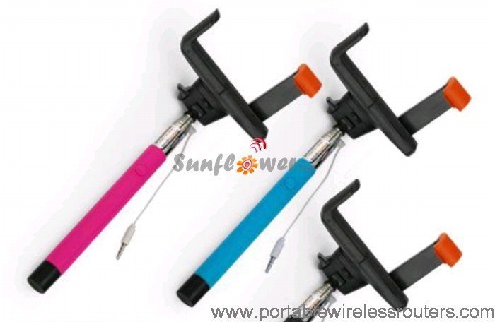 Stainless Steel Monopod Selfie-stick Mobile Phone Accessories With Wire Shutter Control