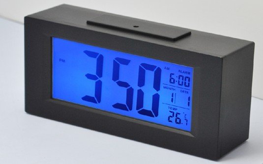 White, Black Digital LCD Electronic Desktop Calendar Alarm Clock with the Snooze Function