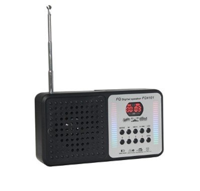 Multi-function Digital, Portable FM Radio Card Rechargeable Mini Speakers with Flashlight