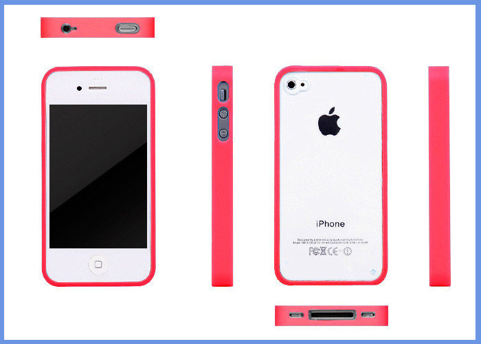 Custom Transparent Mobile Phone Case With Silicone Middle Frame For iPhone 4 / 5 / 5S / 5C
