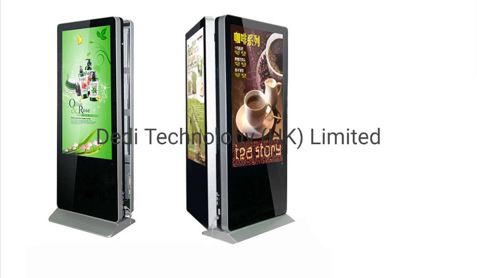 두 배는 동적인 디지털 방식으로 Signage 포스터 Dedi 65 인치 1000~3000 Nit LCD 편듭니다