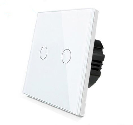2 gang waterproof black tempered glass panel touch screen light switch for smarthome