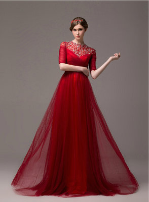 Custom Chiffon Sexy Sweetheart neckline party dresses for Prom , Red