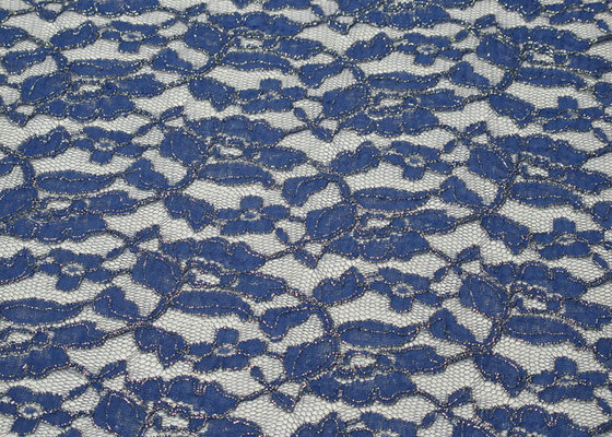 Eco-Friendly Metallic Lace Fabric Blue , Nylon Cotton Lace Fabric CY-LW0791