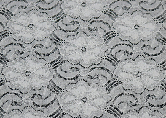 White Elastic Lace 80% Nylon 20% Spandex Fabric Beautiful Elegant CY-LW0783