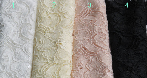 White Elastic Lace 80% Nylon 20% Spandex Fabric Beautiful Elegant CY-LW0783