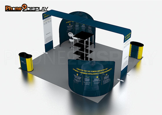 Support de cabine d'exposition de tissu de tension, présentoirs de salon commercial de 20x20FT