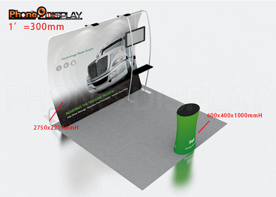 10FT Trade Show Booth Backdrop Display Booth Design With TV Rack CE Approved