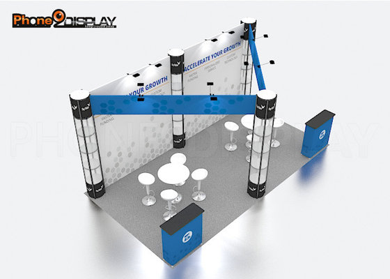 Cabine 100% libre de Portable de tour de spirale de salon commercial de la position 3*3M d'aluminium de polyester d'affichage fait sur commande de salon commercial