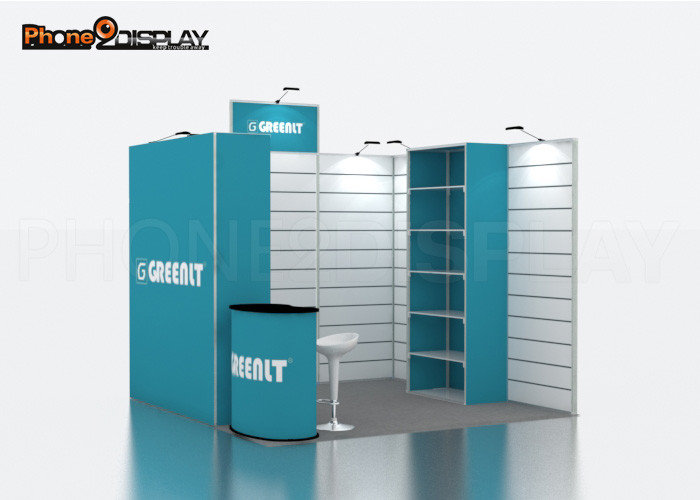 cabines droites de salon commercial de 10ft Slatwall polychromes avec l'impression de tissu de tension