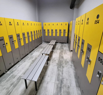 Waterproof compact laminate gym lockers and bench gym fitness club lockers