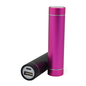 2600mAh Round Tube Metal Power Bank , Cellphone USB Power Pack