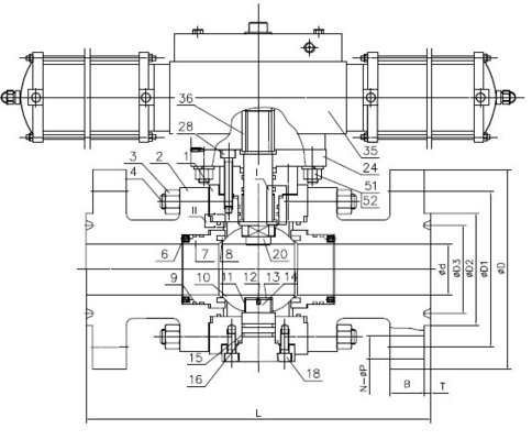 Shutdown Ball Valve, 6" 1500# along with Pneumatic actuator, Full Bore Floating, API6D
