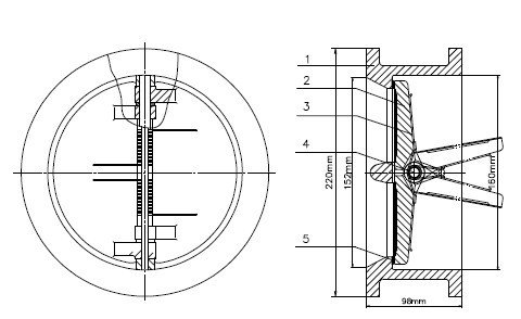 RK366 DOUBLE PLATE CHECK VALVE 6'' 150# ACC TO API 594LUG TYPE THREADED HOLES