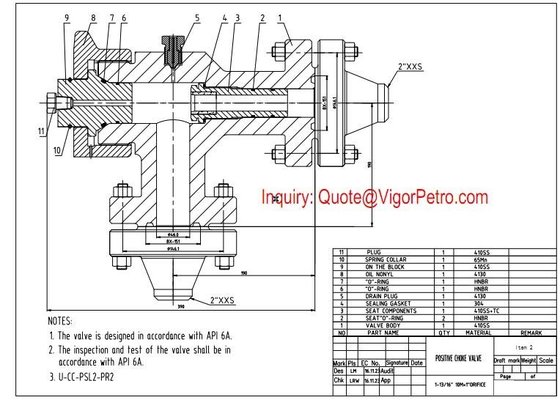 Positive Choke Valve Type Tee, 1-13/16" 10000PSI, PSL2 PR2 U CC API6A, c/w Weld Neck Flg