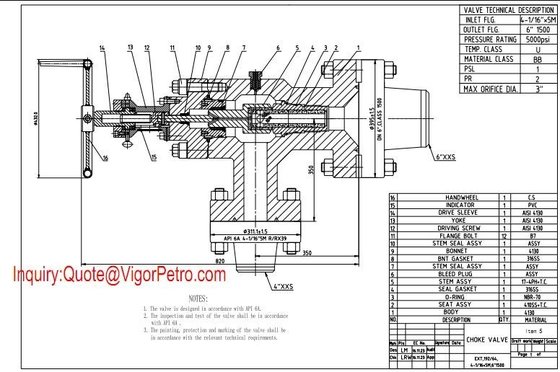 Adjustable Choke Valve, Tee/Cage/External Sleeve, 2-1/16" 5000PSI, API6A PSL1 PR2 U BB