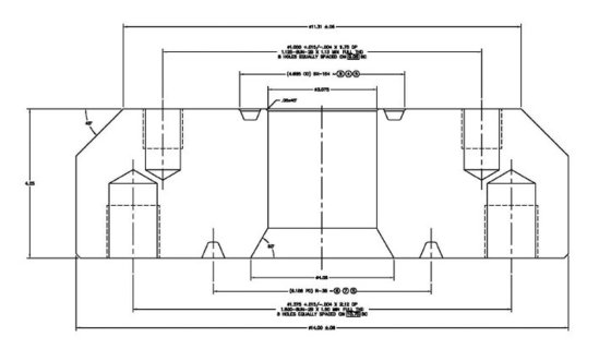 Double Studded Adapter Flange 3-1/16" (API 6A, BX, 15000psi ) x 4" (ASME B16.5, CL2500)