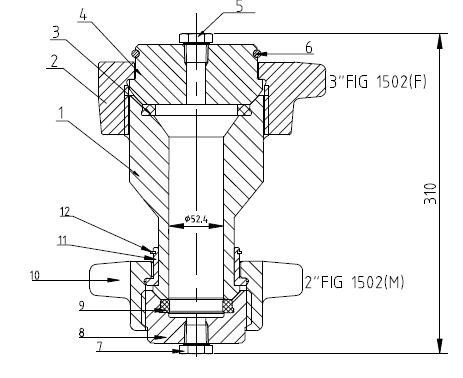 Cross Over (X-over) Adapter, Assembly, 3" Fig 1502 Female Union x 2" Fig 1502 Male Union
